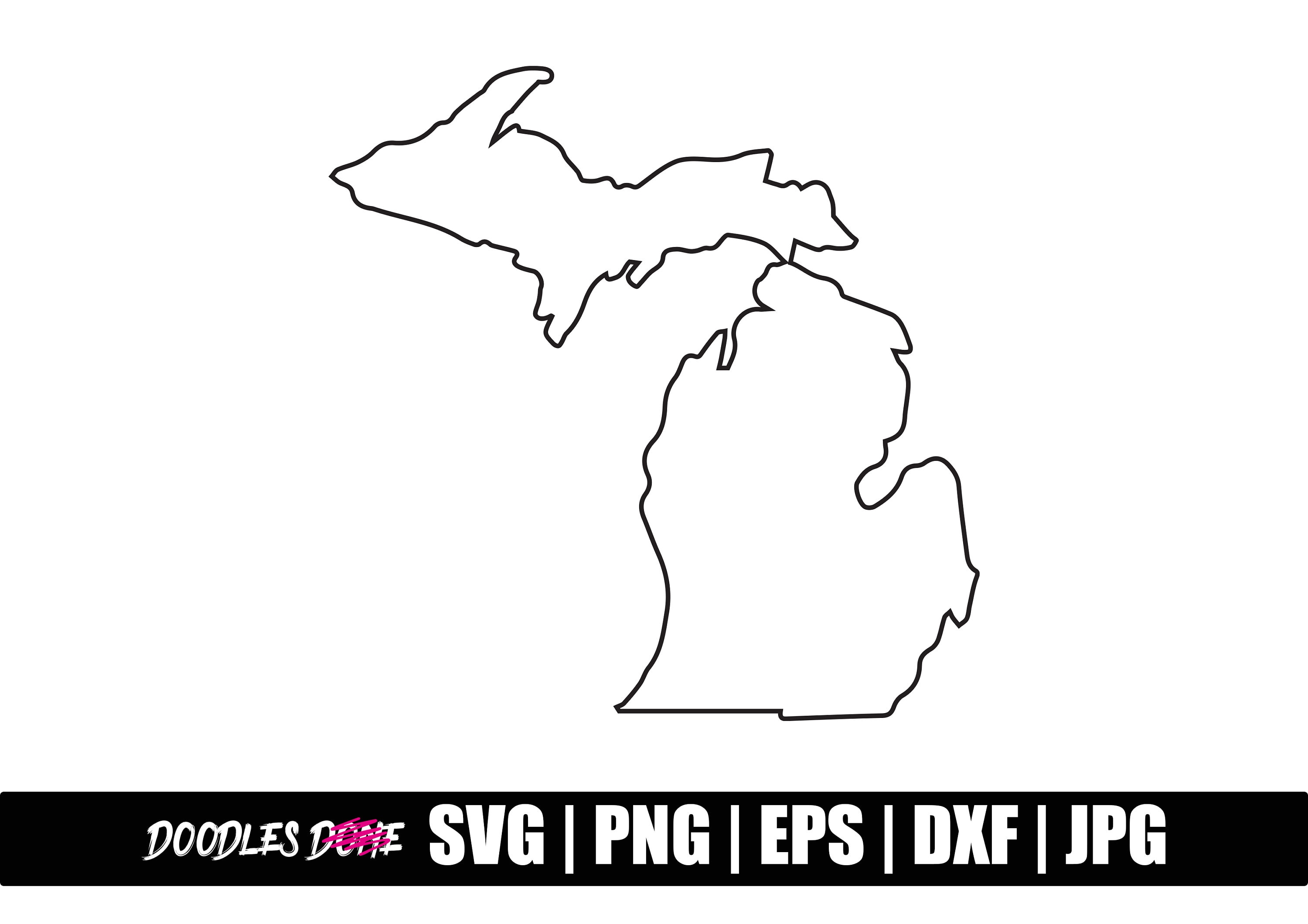 Michigan Outline Svg, Png, Eps, Dxf, Jpg Files, Clip Art, Vector ...