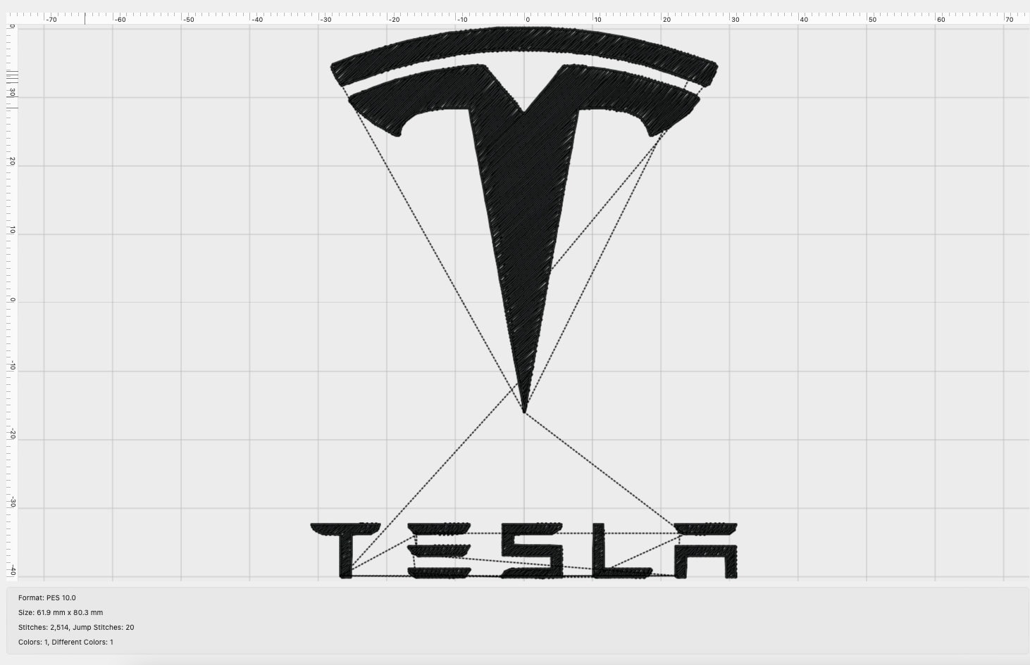 Tesla Embroidery Design INSTANT DOWNLOAD Pes Format | Etsy UK