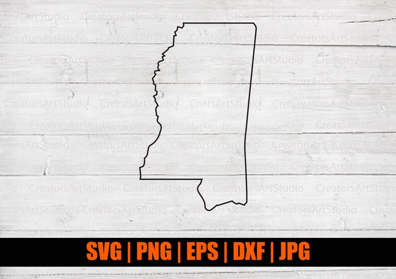 Mississippi Outline Svg Png Eps Dxf Jpg Files Clip Art - Etsy
