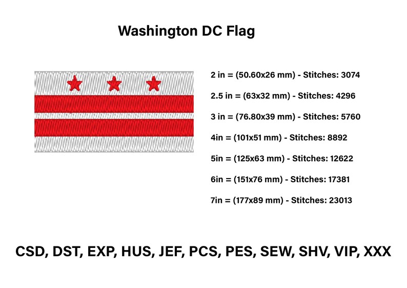 Washington DC Flag Embroidery Design INSTANT Download Pes - Etsy
