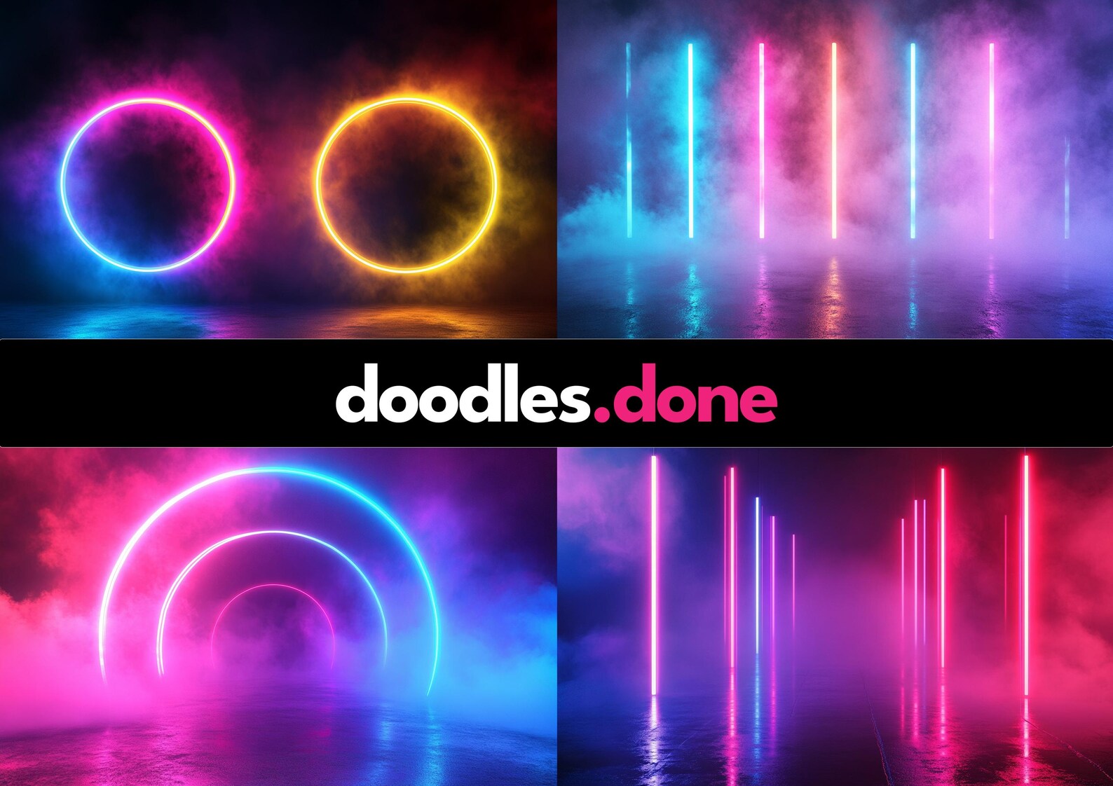 Neon Lights Digital Backdrops PNG | Bundle Vibrant Glow Backgrounds for ...