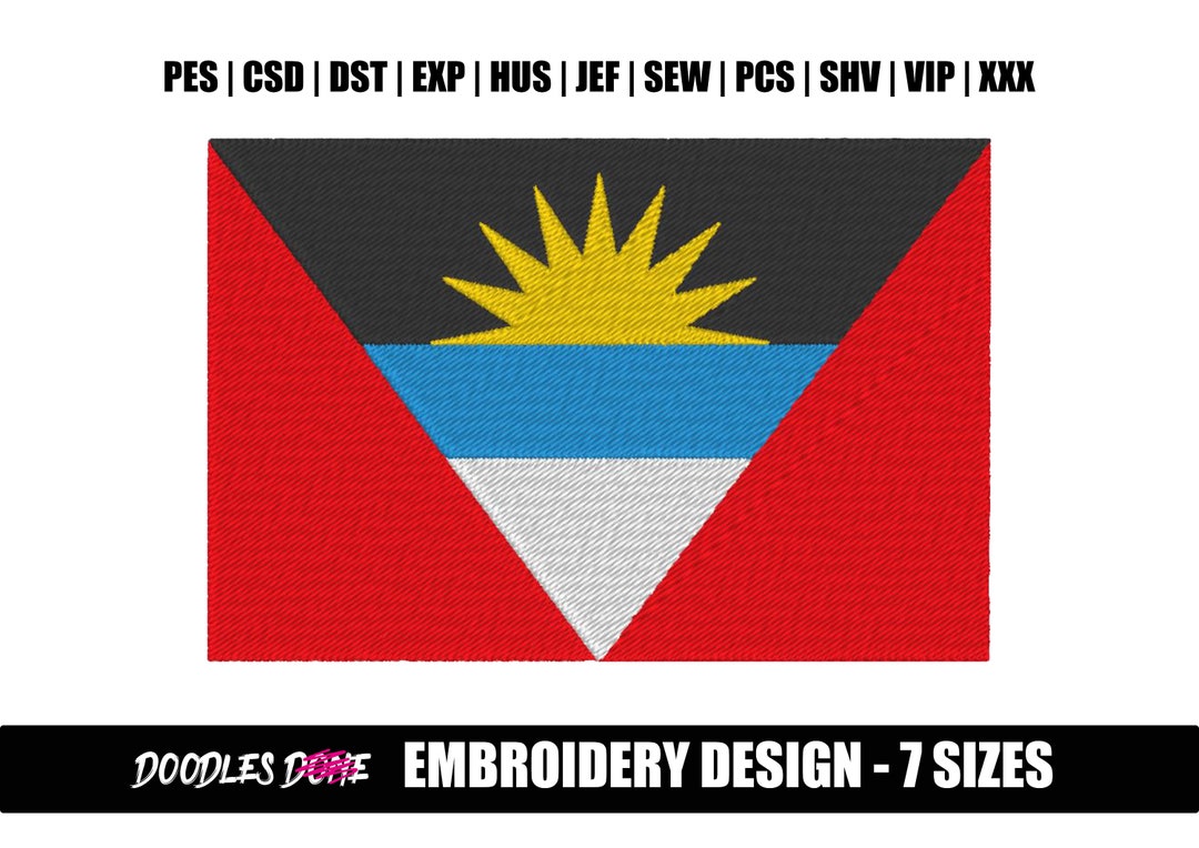 Antigua and Barbuda Flag Machine Embroidery Design | Pes Format | DST ...