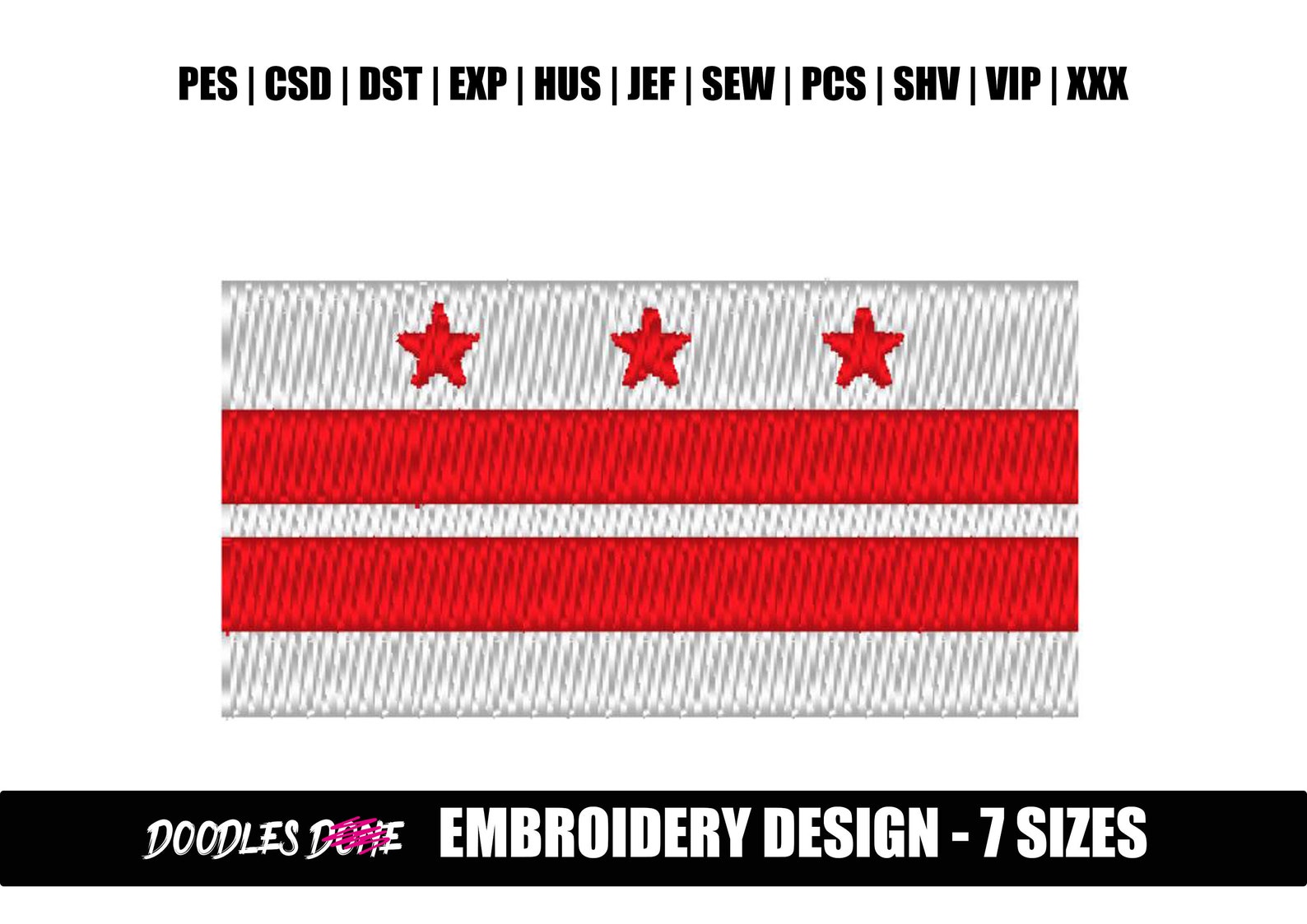 Washington DC Flag Embroidery Design INSTANT Download Pes - Etsy