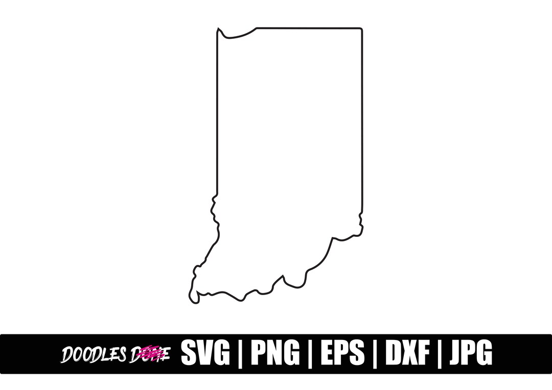 Indiana Outline Svg, Png, Eps, Dxf, Jpg Files, Clip Art, Vector, Cricut ...