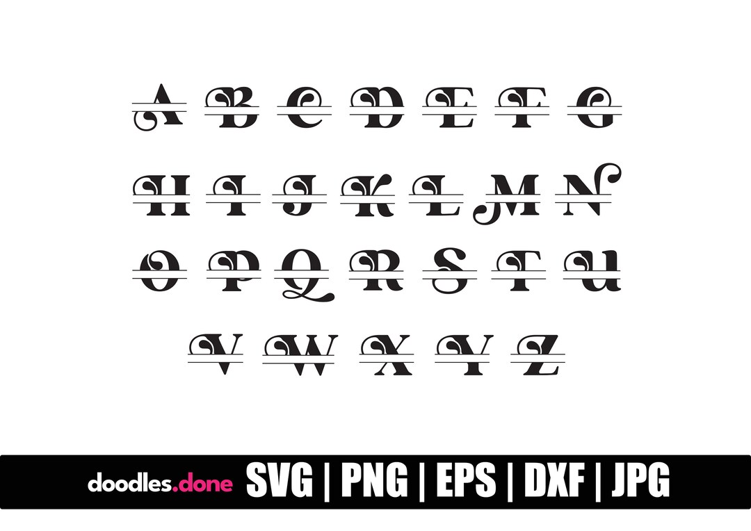 Split Monogram SVG/DXF/PNG | Split Monogram Frame Alphabet | Family ...