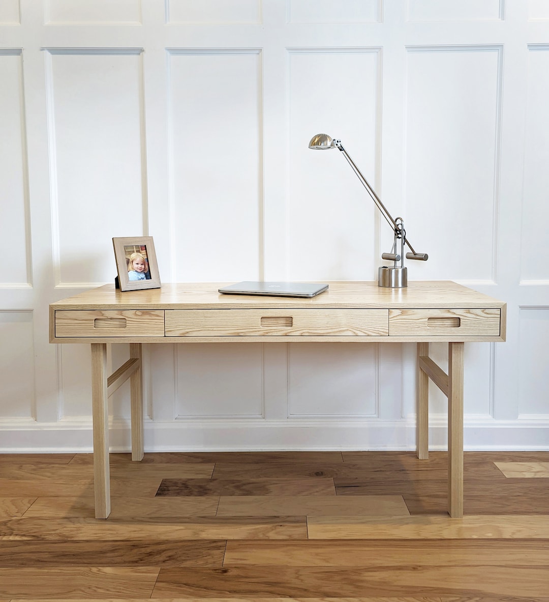 Tre Solid Wood Modern Deskash Wood - Etsy