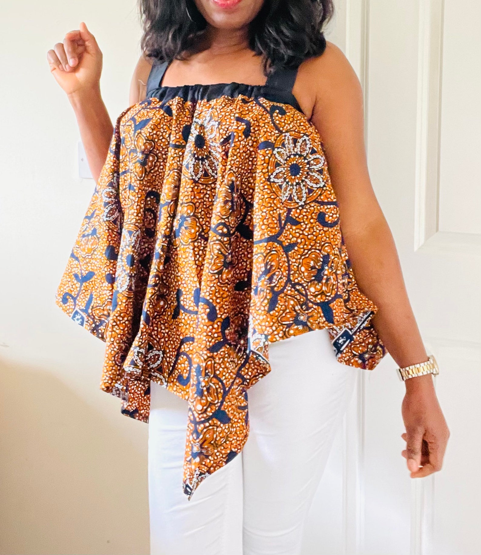 African Print Top Ankara Assymetric Blouse Halter Neck Etsy