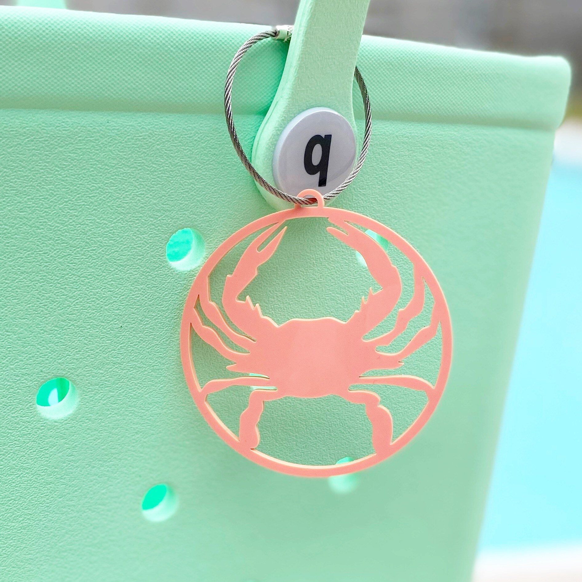 Crab Beach Tote Tag Acrylic Bag Tag for Pool Bag Backpack | Etsy