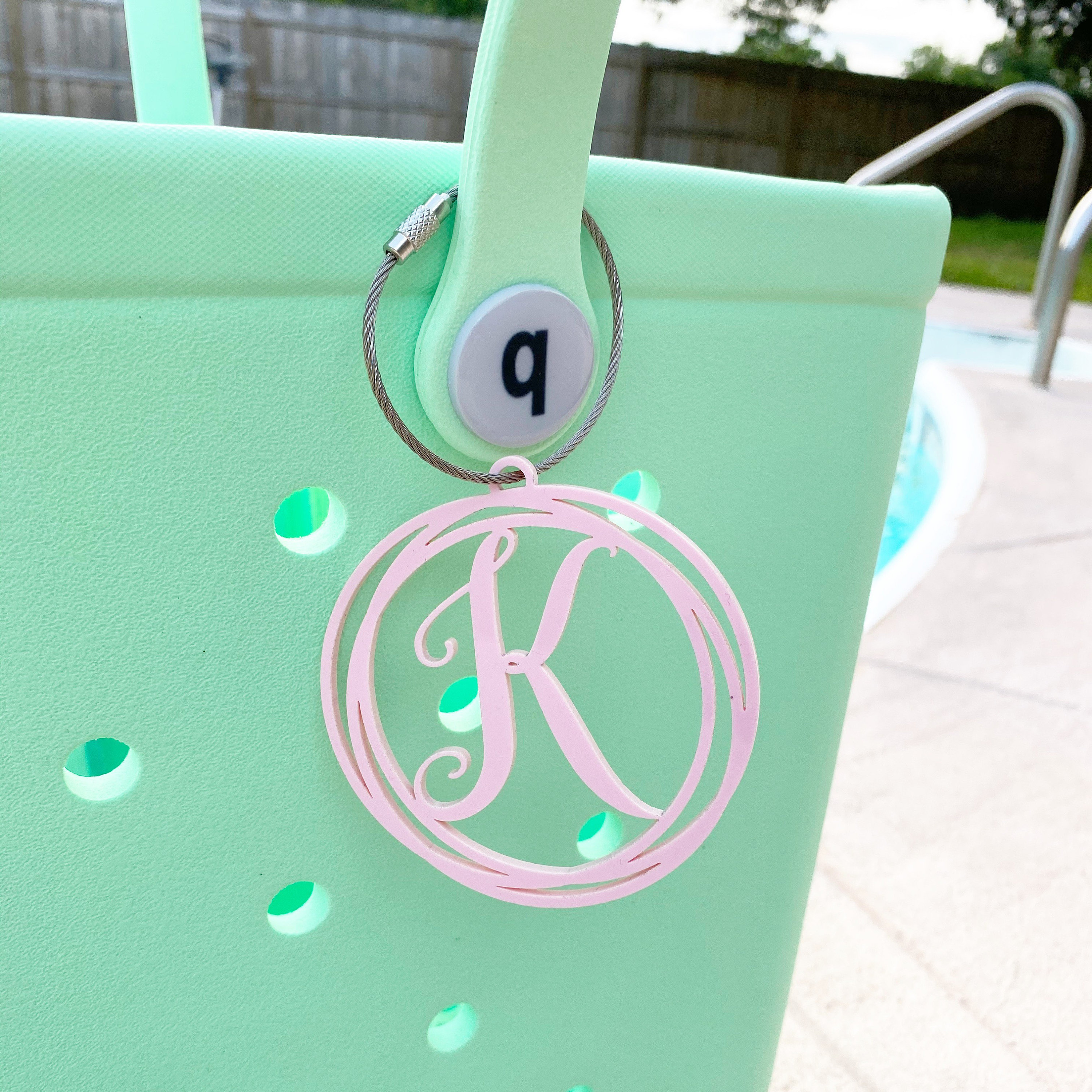 Initial Beach Tote Tag Acrylic Bag Tag for Pool Bag Backpack - Etsy