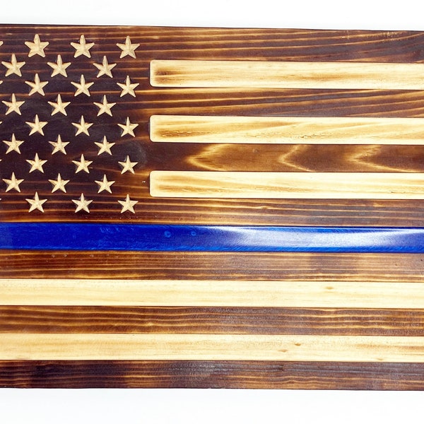 Wooden Thin Blue Line Flag - Etsy