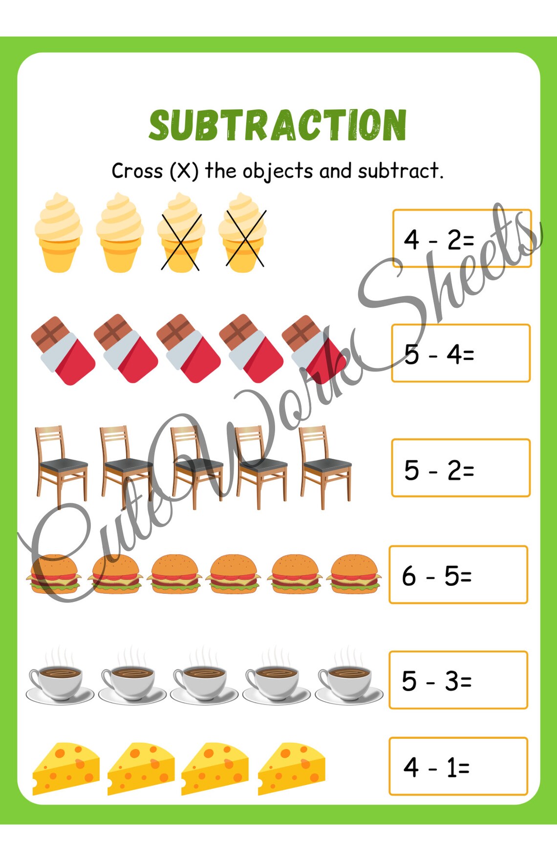 Kindergarten Math Worksheets/ Picture Addition and Subtraction ...