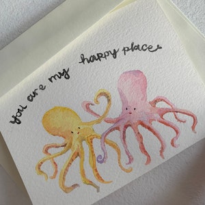 Octopus Love | Custom Message | Watercolor Card | Handmade | Blank ...