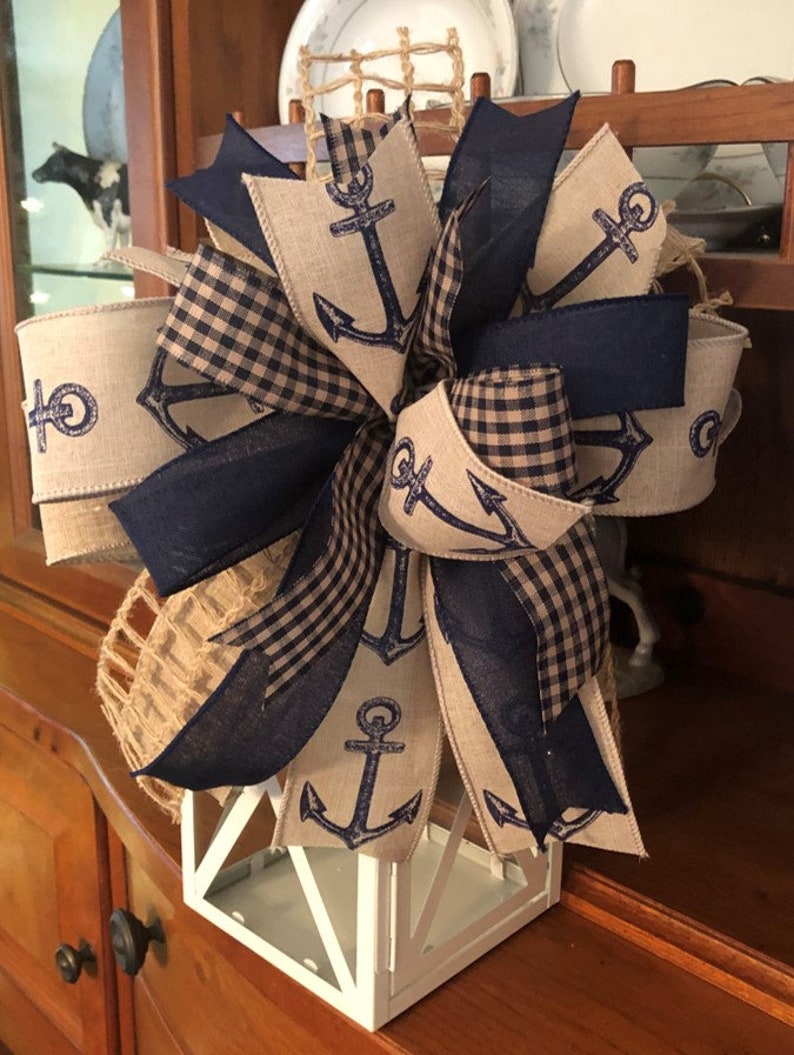 Anchor Wreath Bow Beach Theme Bow - Etsy