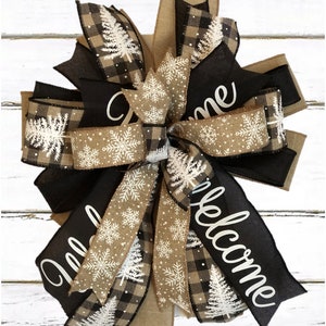 Welcome Wreath Bow, Welcome Lantern Bow Black Buffalo Plaid, Snow Bow ...