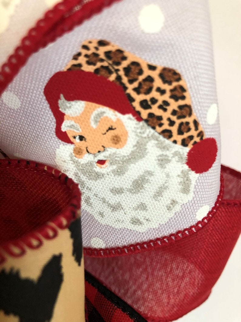 Christmas Wreath Bow Leopard Santa Bow - Etsy