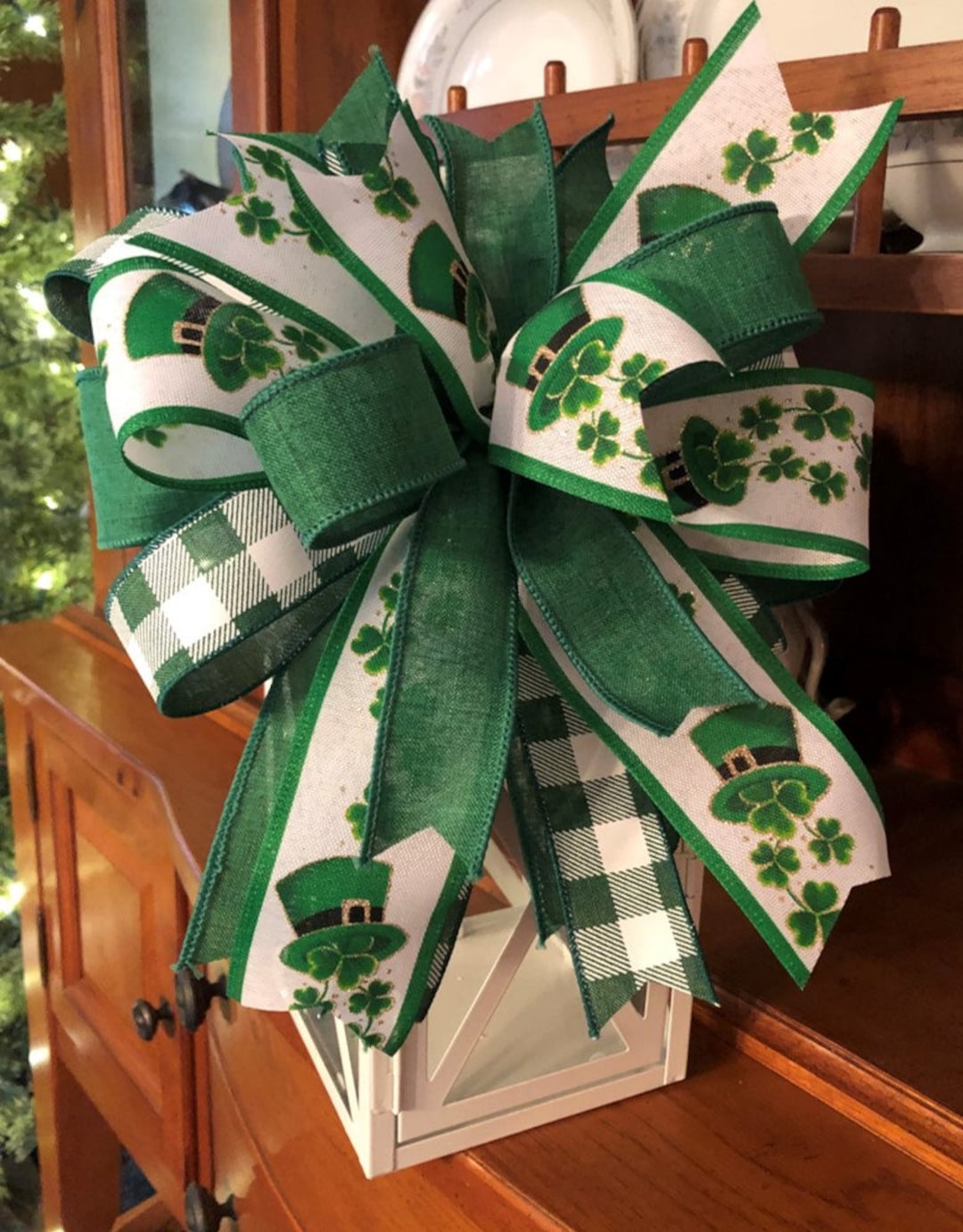 St Patrick's Day Wreath Bow, Hats and Clover Bow - Etsy