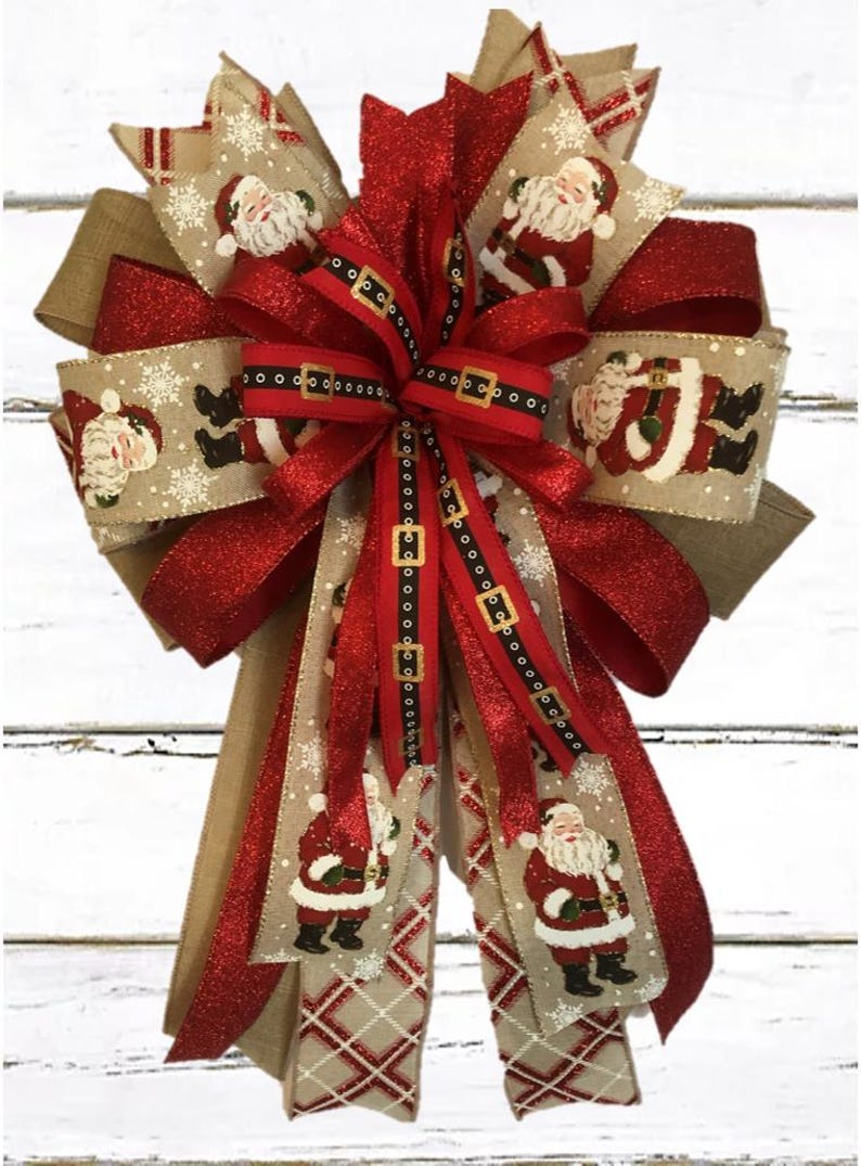 Santa Claus Christmas Bow, Wreath Bow, Lantern Bow - Etsy