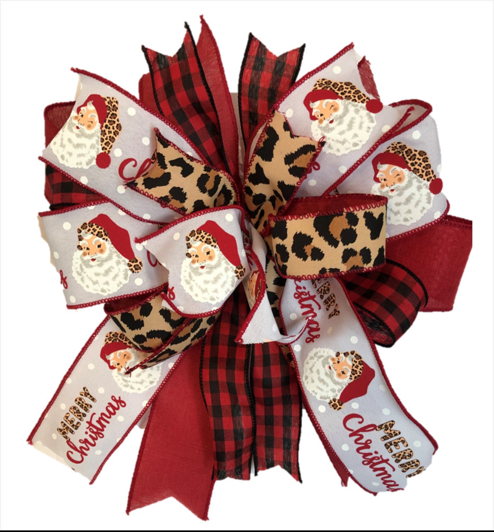 Christmas Wreath Bow Leopard Santa Bow - Etsy