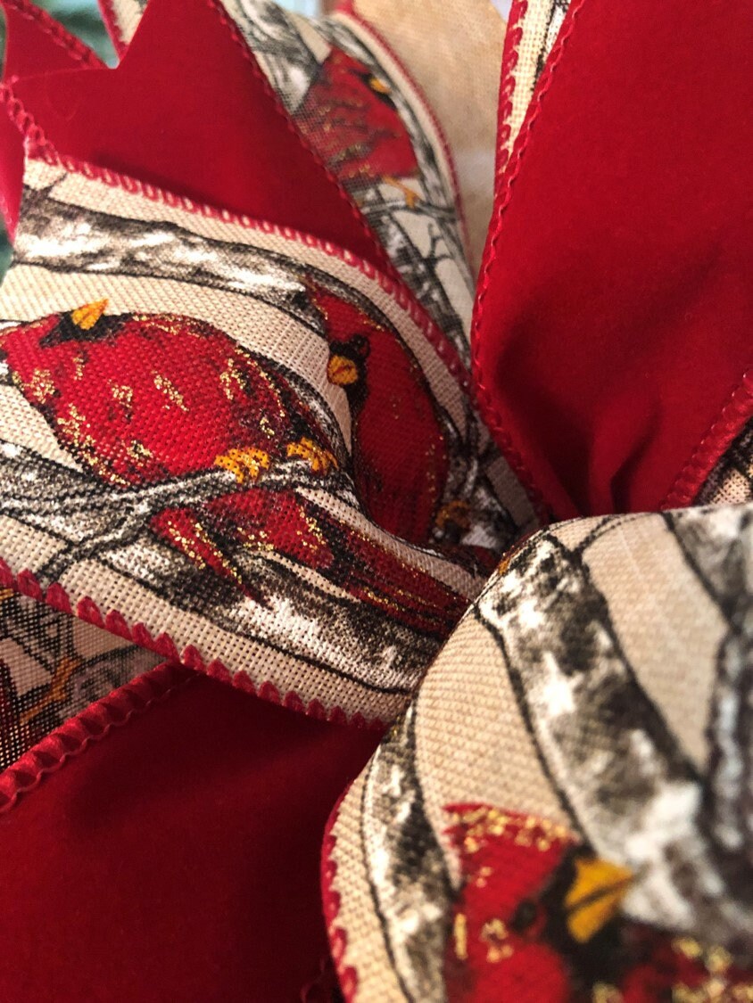 Christmas Bow Cardinal Woodland Wreath Lantern Bow - Etsy