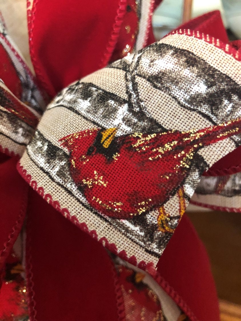 Christmas Bow Cardinal Woodland Wreath Lantern Bow - Etsy