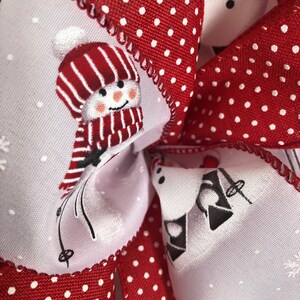 Winter Wreath or Lantern Bow, Red Snowman Ski Bow - Etsy
