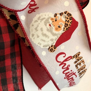 Christmas Wreath Bow Leopard Santa Bow - Etsy