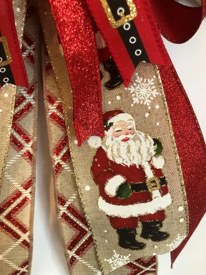 Santa Claus Christmas Bow, Wreath Bow, Lantern Bow - Etsy