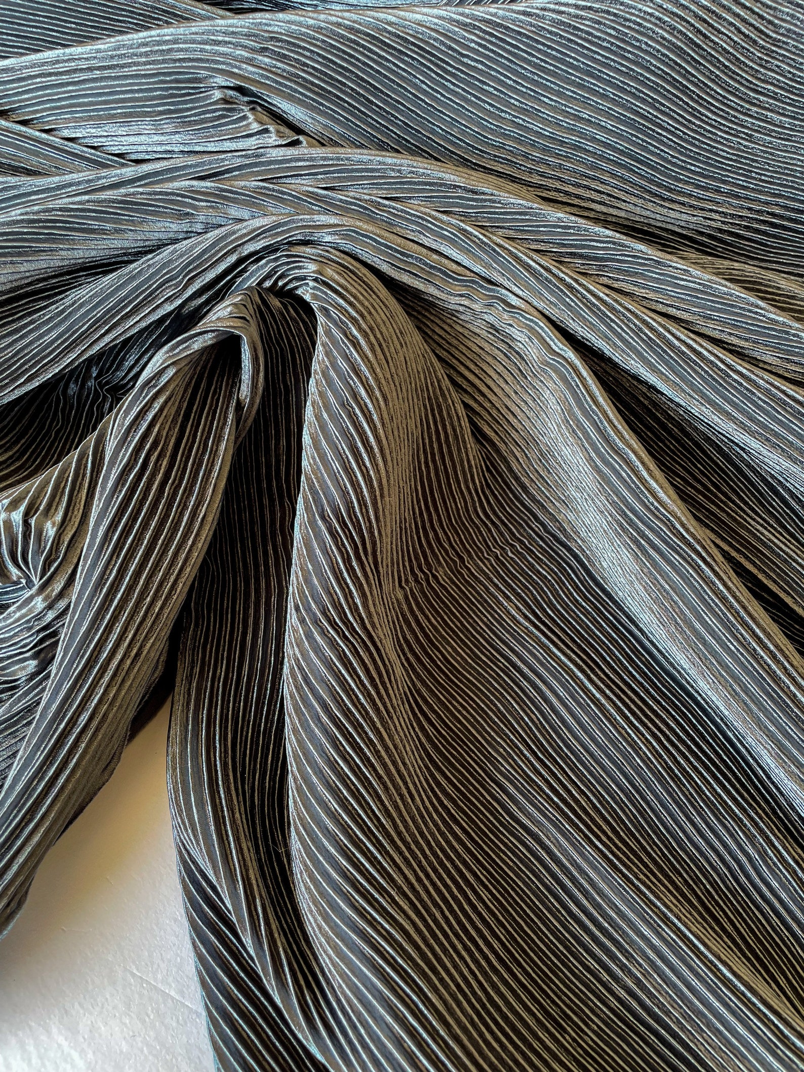 Slate Gray Grey Crinkly Plisse Pleated Fabric by the Half Yard ...