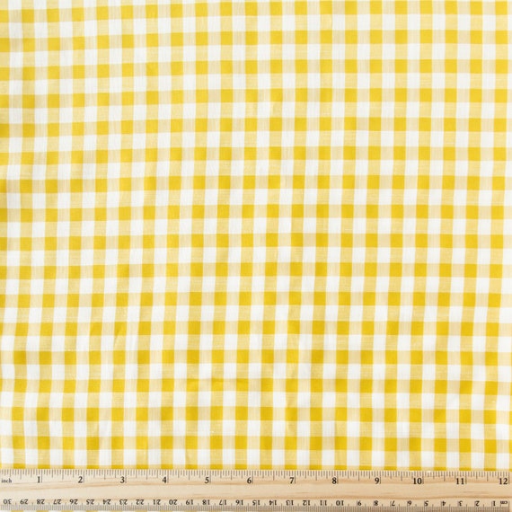 Yellow Plaid Fabric By The Half Yard | Etsy