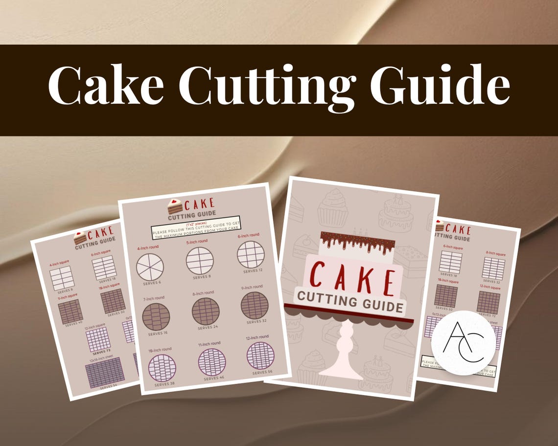Cake Cutting Guide Printable | Cake Servings Chart | Round & Square ...