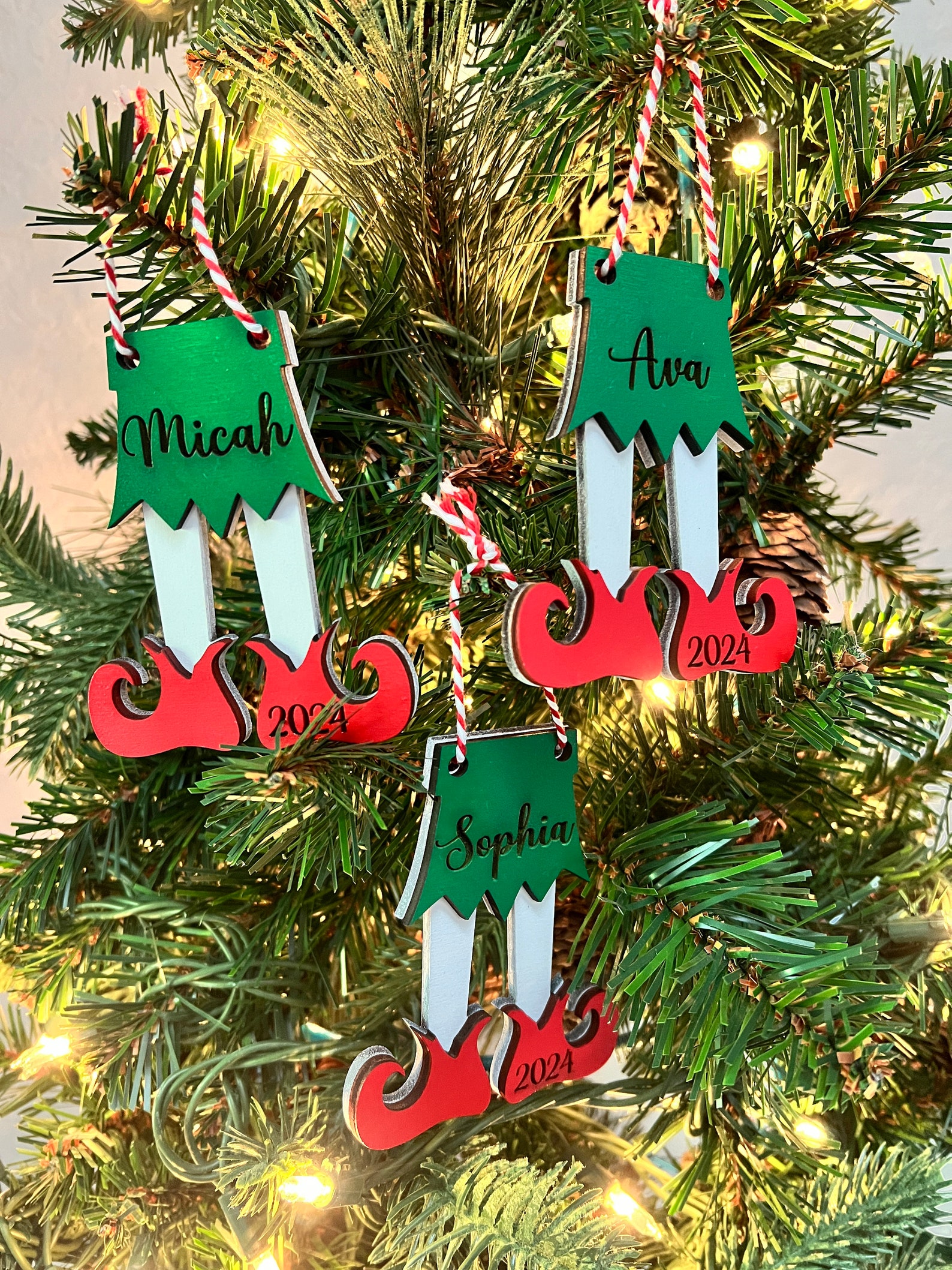 Personalized Elf Christmas Ornament: Laser Cut Wood Holiday Bauble - Etsy