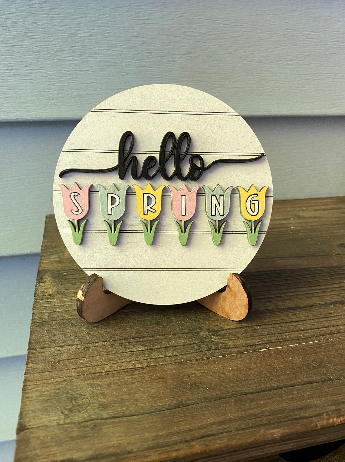 Hello season Mini Round Shiplap Signs Spring Summer Fall - Etsy