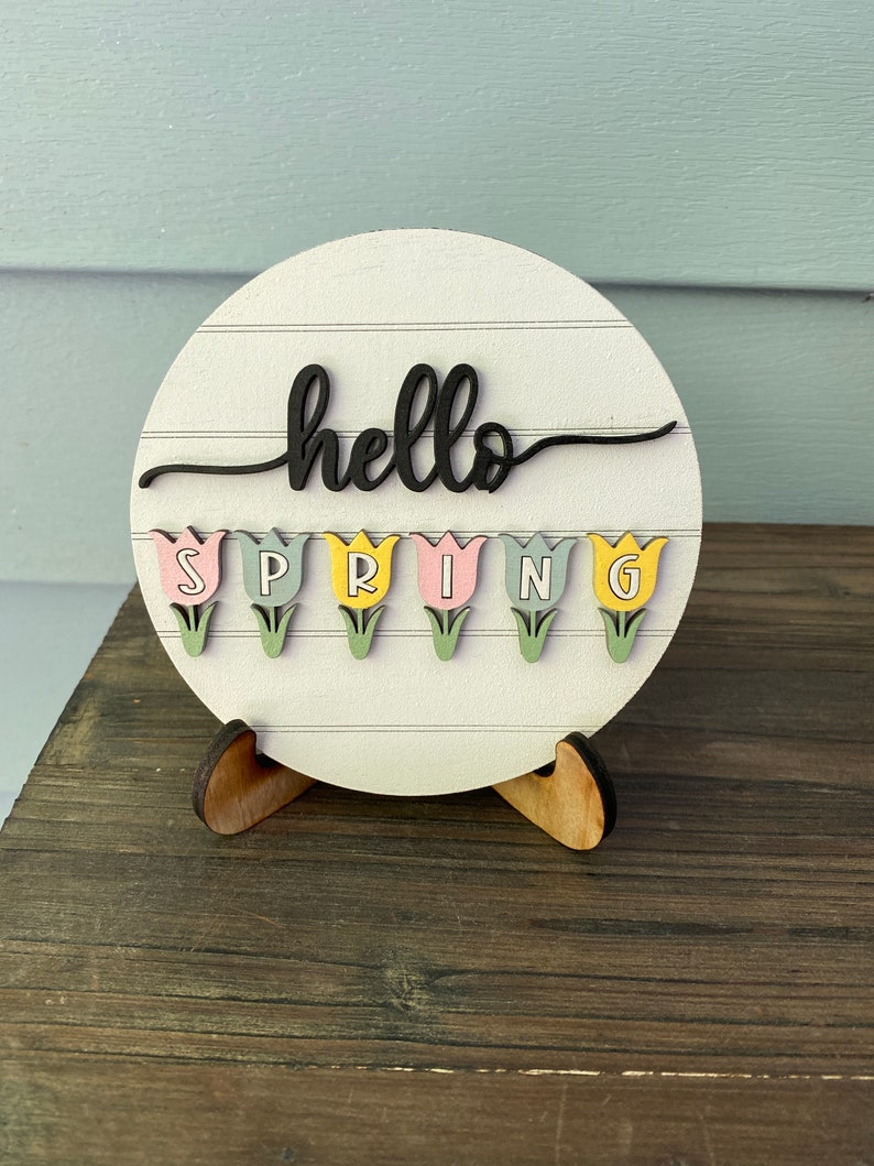 Hello Season Mini Round Shiplap Signs Spring Summer Fall | Etsy