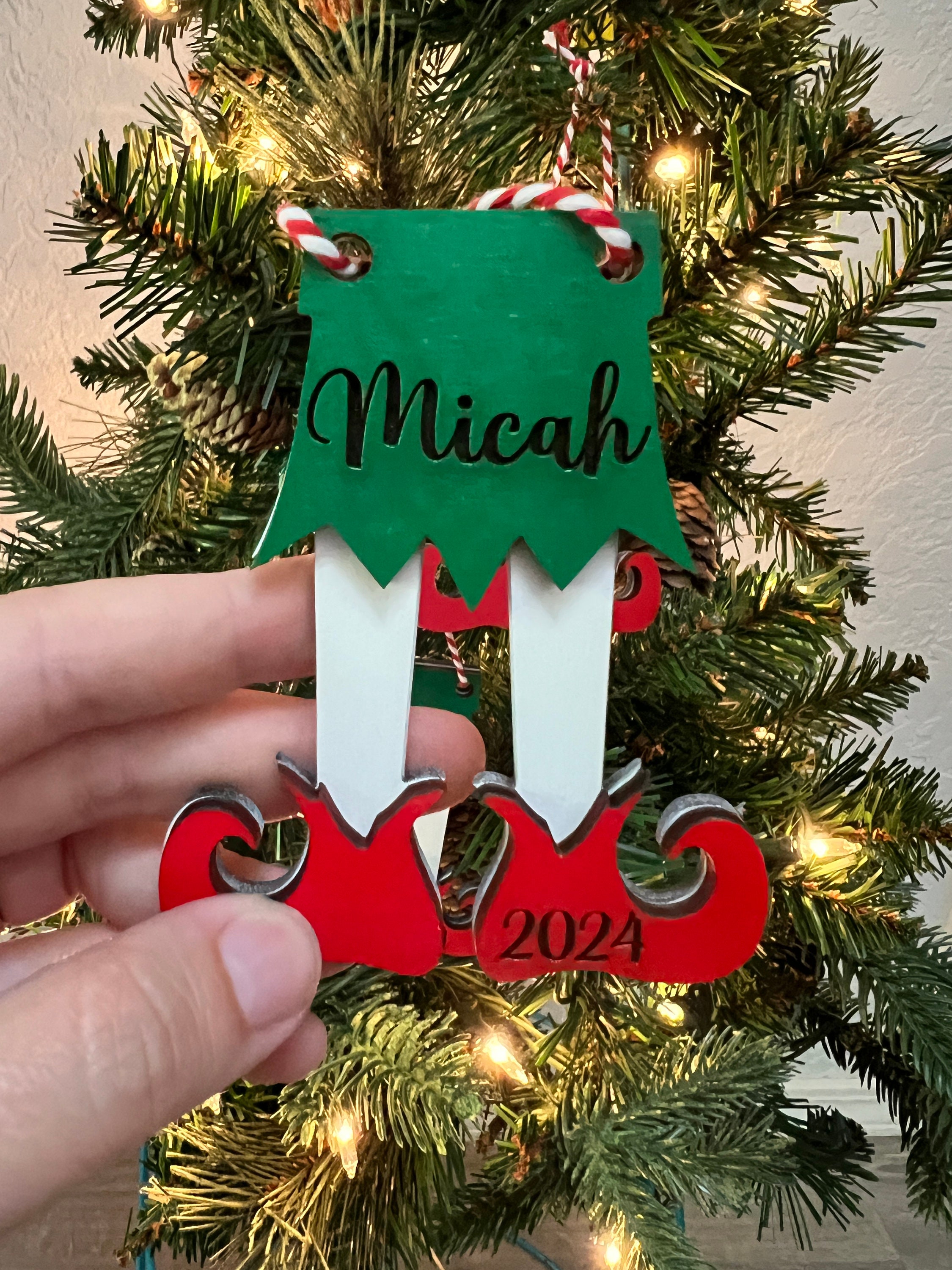 Personalized Elf Christmas Ornament: Laser Cut Wood Holiday Bauble - Etsy