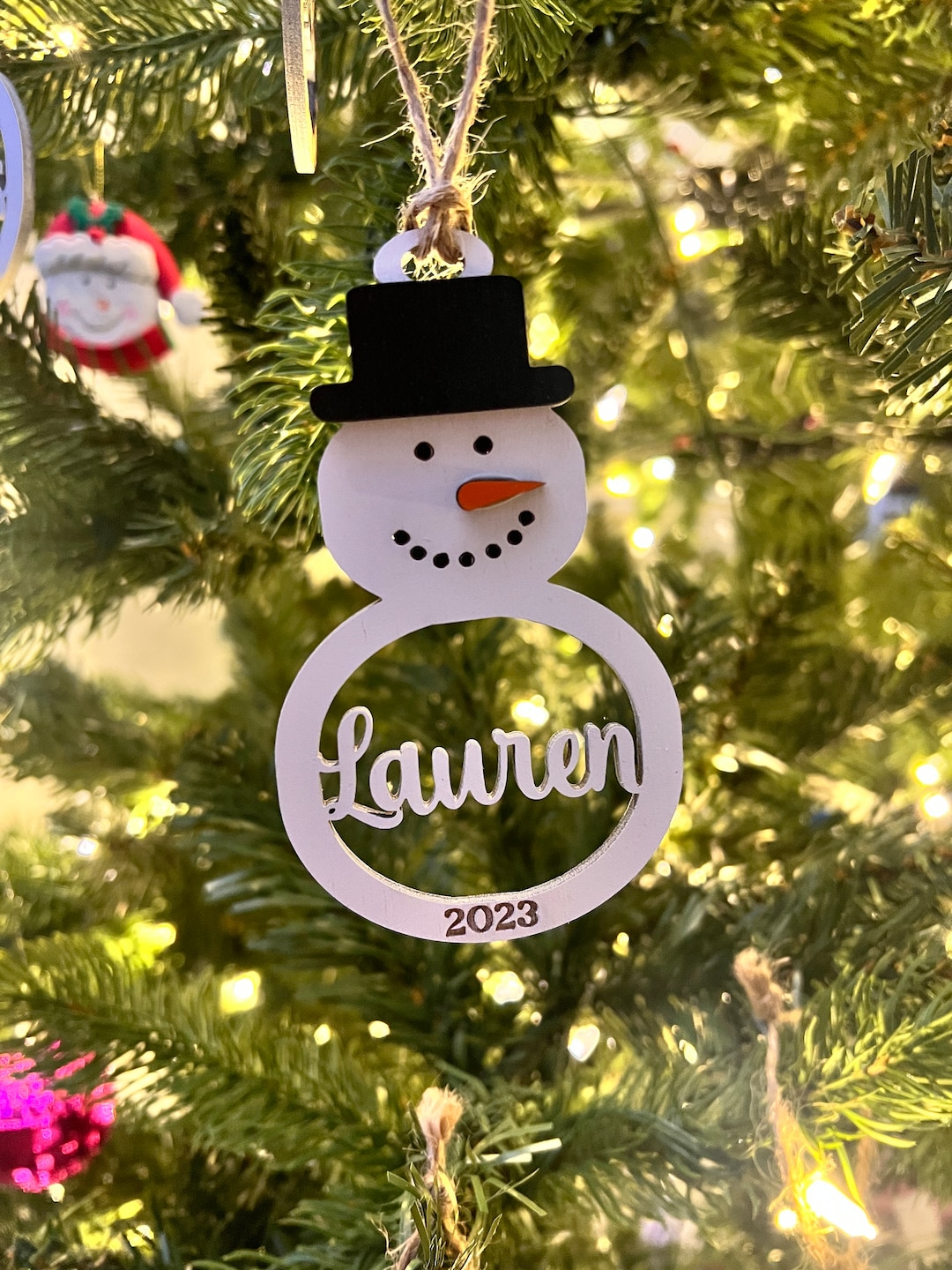 Personalized Snowman Christmas Ornament Baby's First Christmas Holiday ...