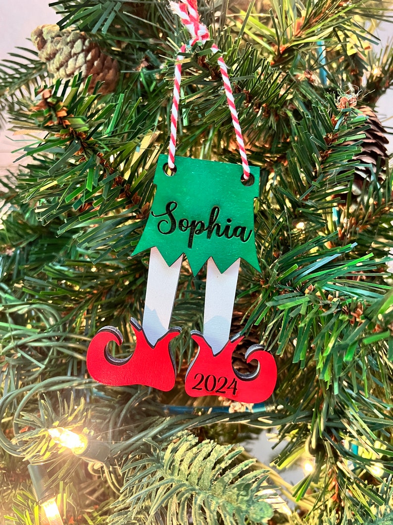 Personalized Elf Christmas Ornament: Laser Cut Wood Holiday Bauble - Etsy