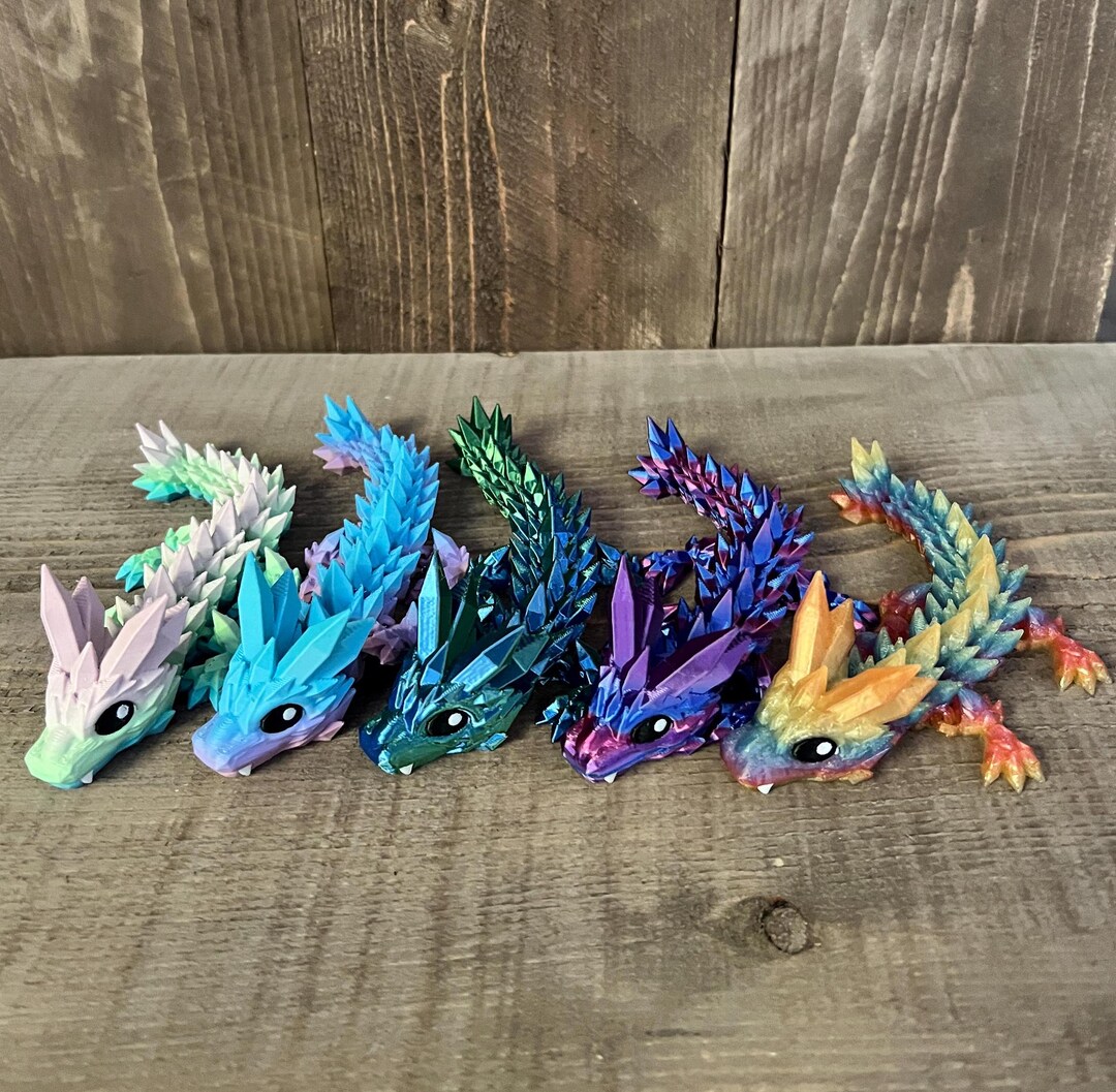 3D Printed Crystal Baby Dragon: Articulating Gemstone Fidget Toy - Etsy