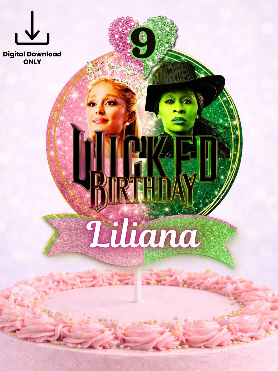 Wicked Birthday Cake Topper Bundle | Elphaba Glinda Stickers | Pink ...