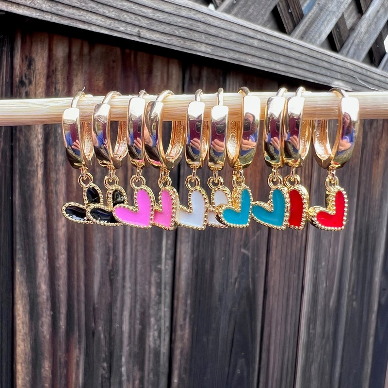 Heart Huggie Earrings - Etsy