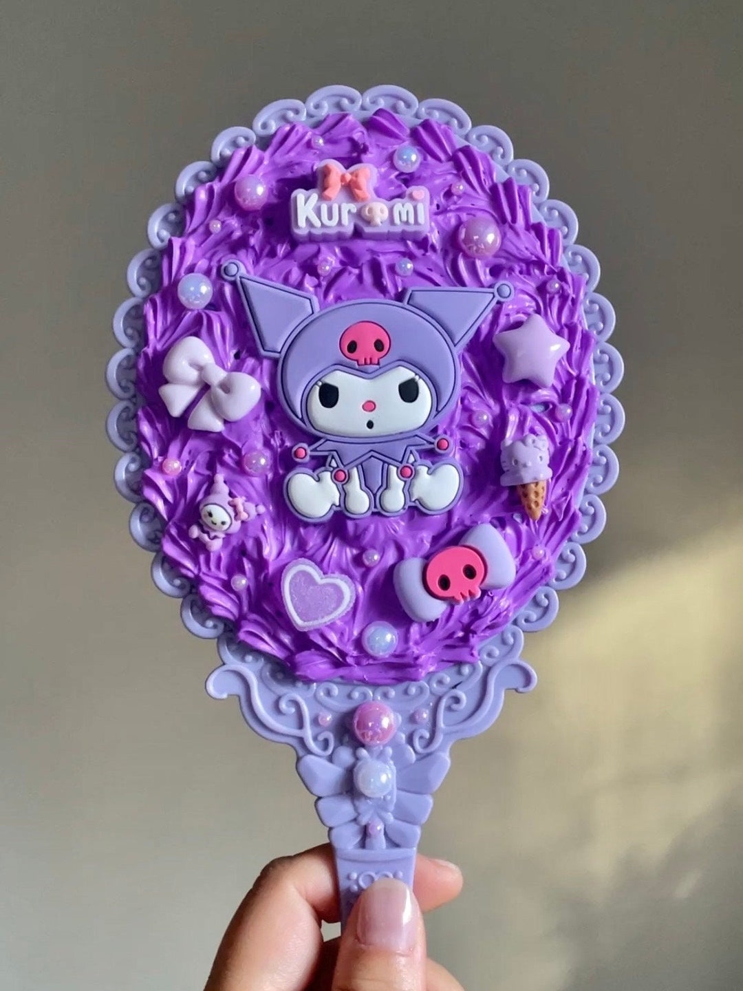 Kawaii Kuromi Hand Held Mirror Lavender Custom Sanrio Kuromi Cute - Etsy