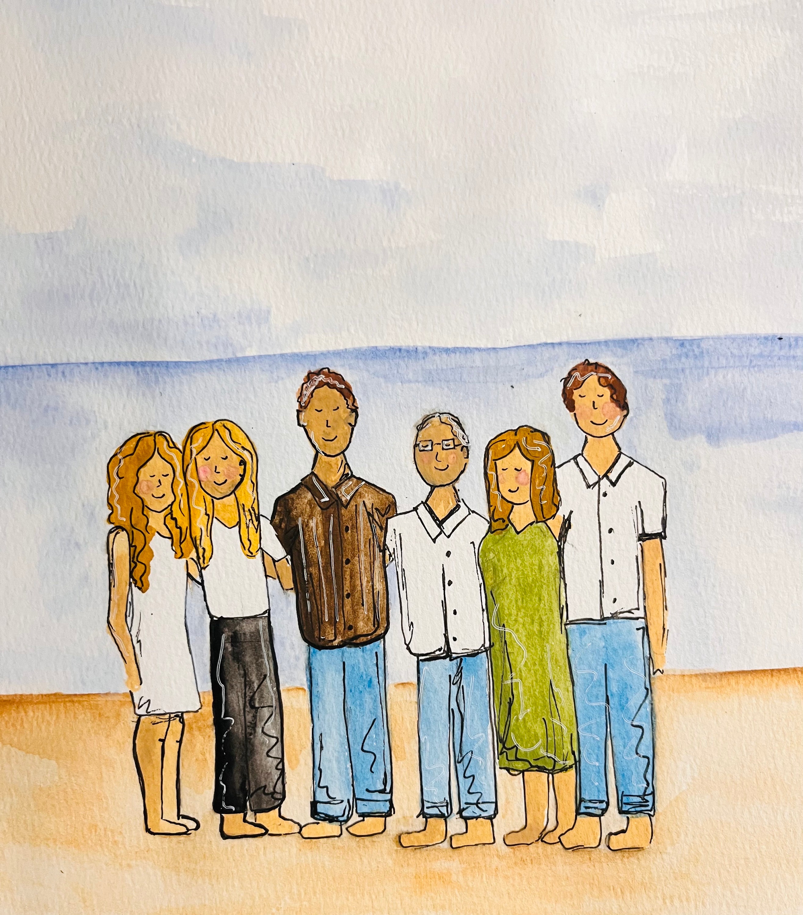 Custom Hand Painted Watercolor Family Portrait - Etsy