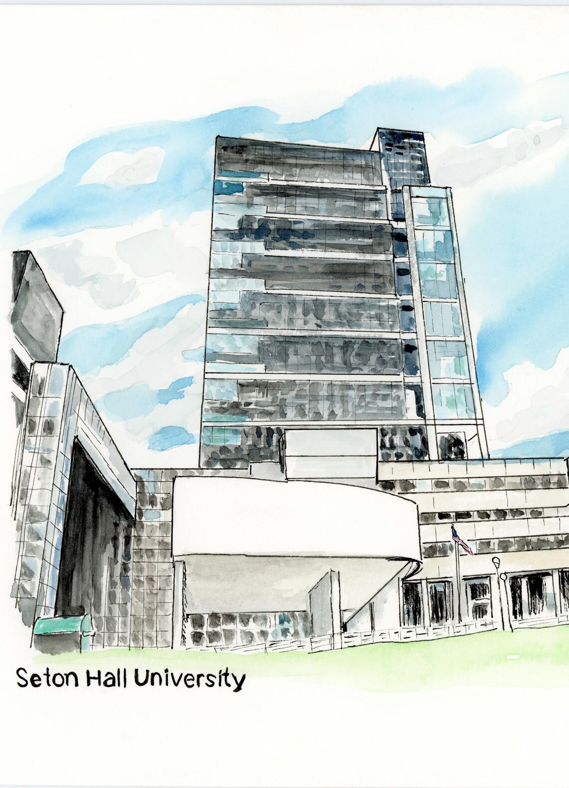 Seton Hall Law School Art Print, Watercolor Illustration, Graduation ...