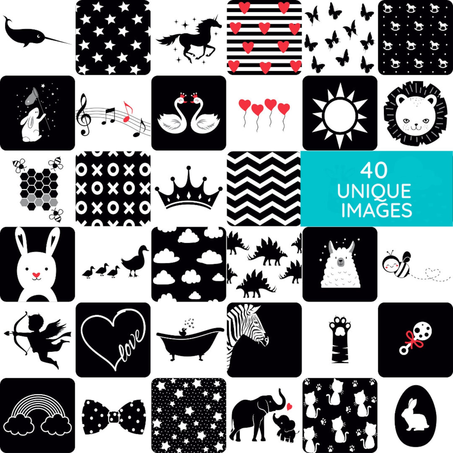 Cartes Flash bébé à contraste élevé cartes sensorielles | Etsy