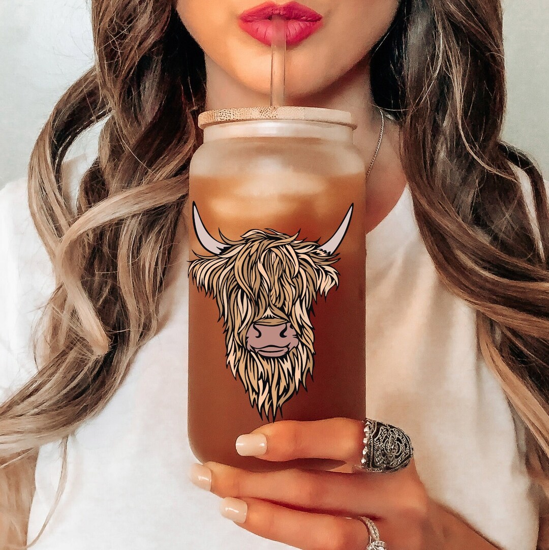 Highland Cow Libbey Glass Can Cute Cow Tumbler Western Tumbler Highland ...