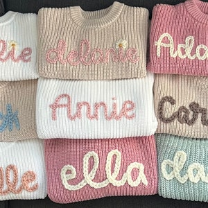 Personalized Oversized Name Kids Sweater /hand Embroidered Sweater - Etsy