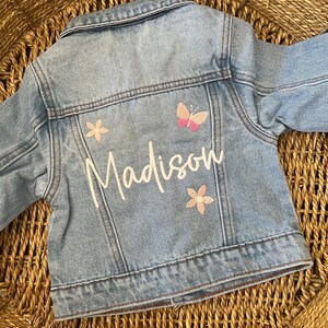 Custom Oversized Embroidered Floral Girls Jacket, Personalized Jean ...