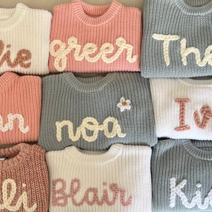 Personalized Oversized Name Kids Sweater /hand Embroidered Sweater - Etsy