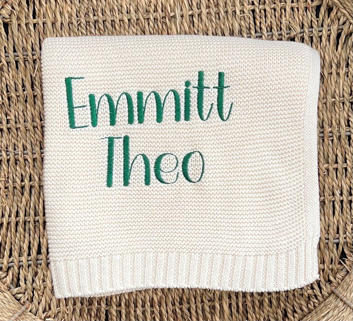 Personalized Embroidered Baby Blanket, Custom Newborn Knit Blanket With ...