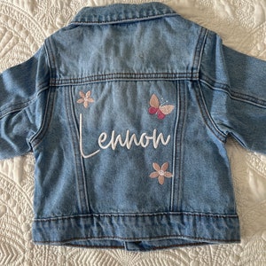 Custom Oversized Embroidered Floral Girls Jacket, Personalized Jean ...