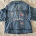 Custom Oversized Embroidered Floral Girls Jacket, Personalized Jean ...